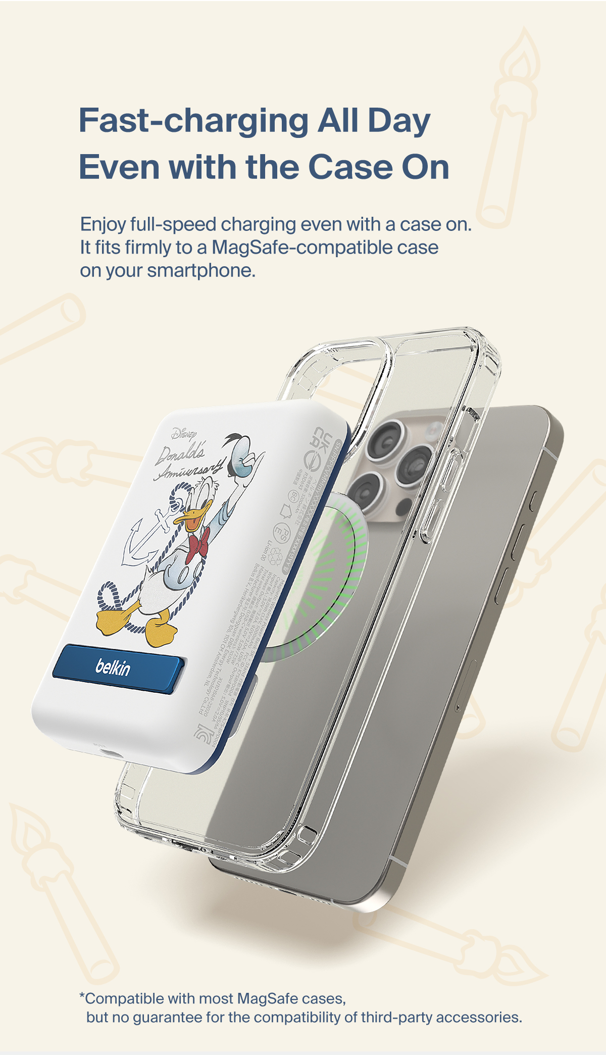Belkin BPD004qcNB-DY Disney Donald Duck BoostCharge Magnetic Wireless ...
