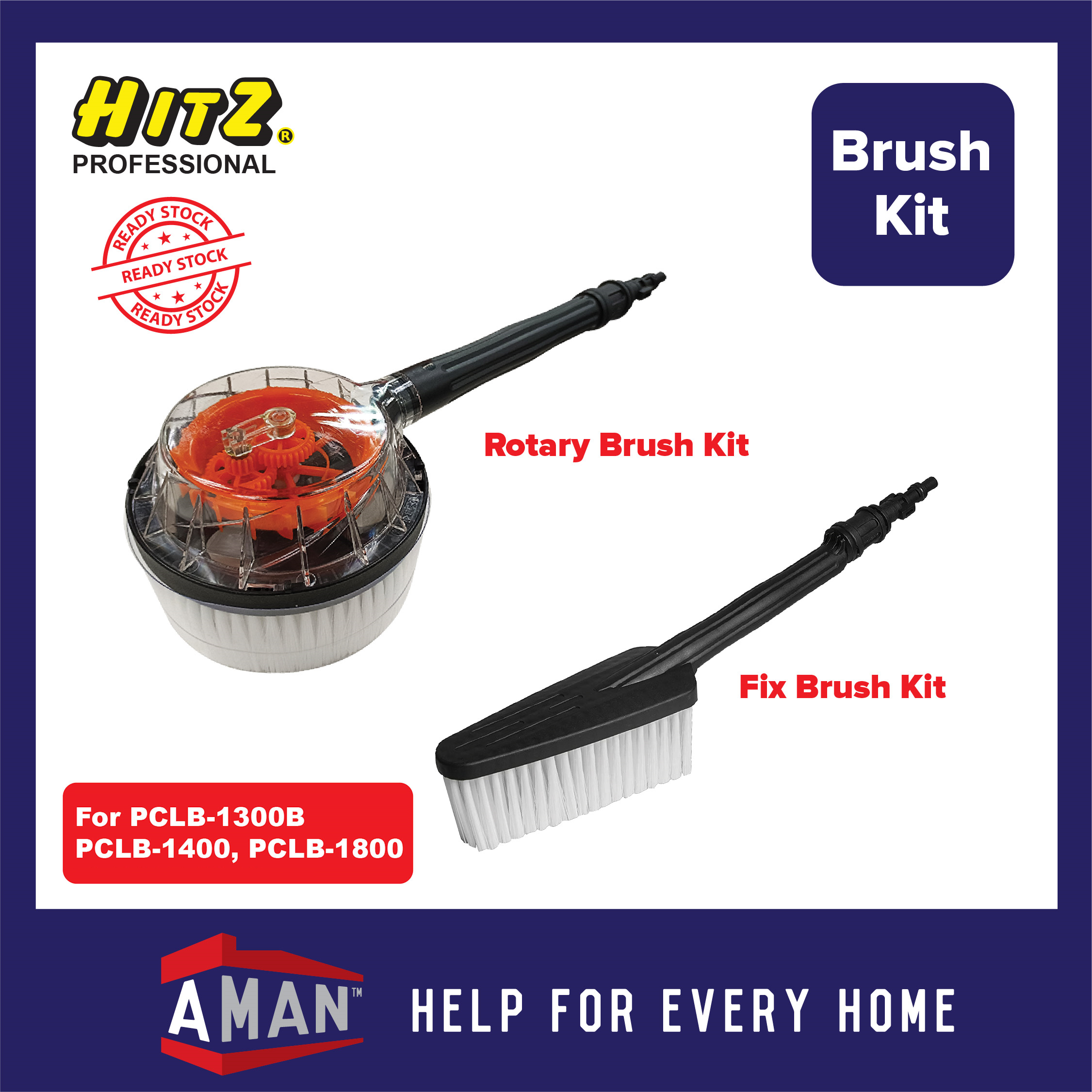 HITZ Pressure Cleaner Rotary Brush Fix Brush 100% Original Water Jet ...