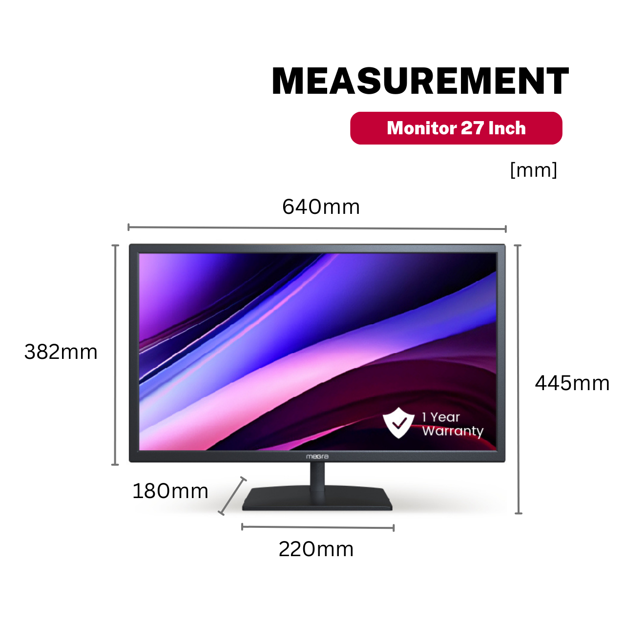 MEGRA Monitor 27 Inch Monitor PC Desktop Computer 75Hz Refresh Rate ...