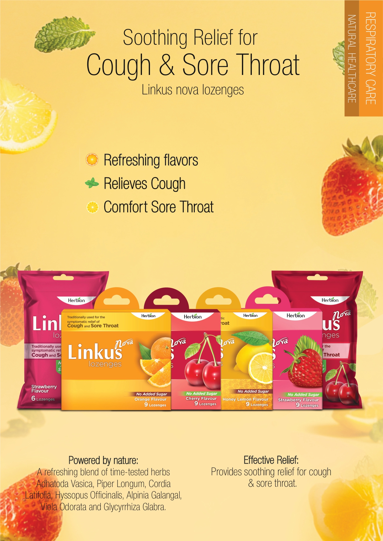 Herbion Linkus Sugar-Free Cough Lozenges Honey Lemon Flavor 9s (Tidak ...