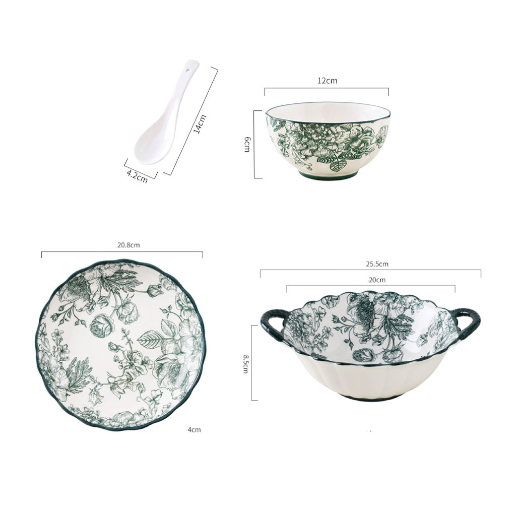 Rose flower Style Ceramic Dinnerware Gift Set With Box Bowl Set Mangkuk ...