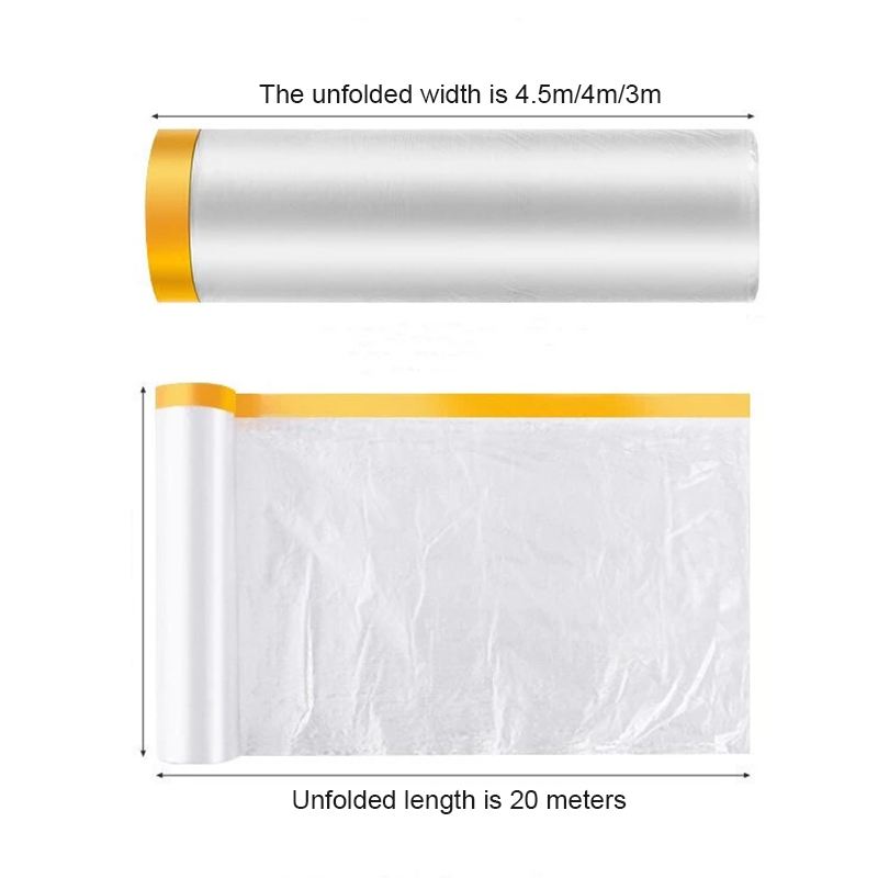 Masking Film with Tape 55/110/180/280cm Painting Protection Covering ...