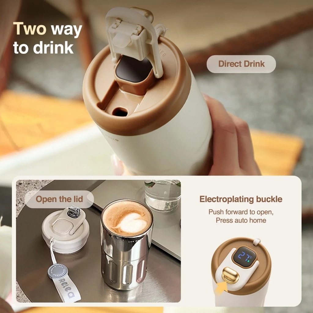 LED Smart Digital Thermos Bottle Temperature Display Coffee Cup SUS 316 ...
