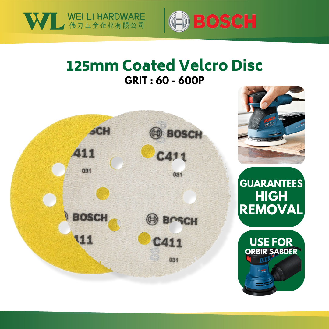 BOSCH Original Coated Velcro Disc Sanding Papers 125mm C411 / Bosch ...