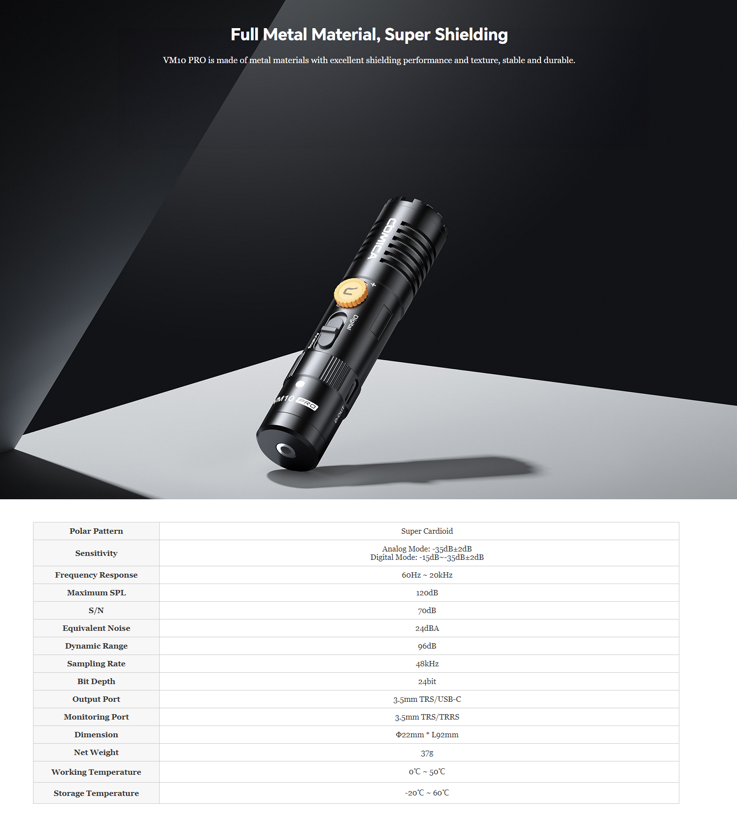 COMICA VM10 PRO MINI CARDIOID DIGITAL SHOTGUN MICROPHONE WITH SUPER ...