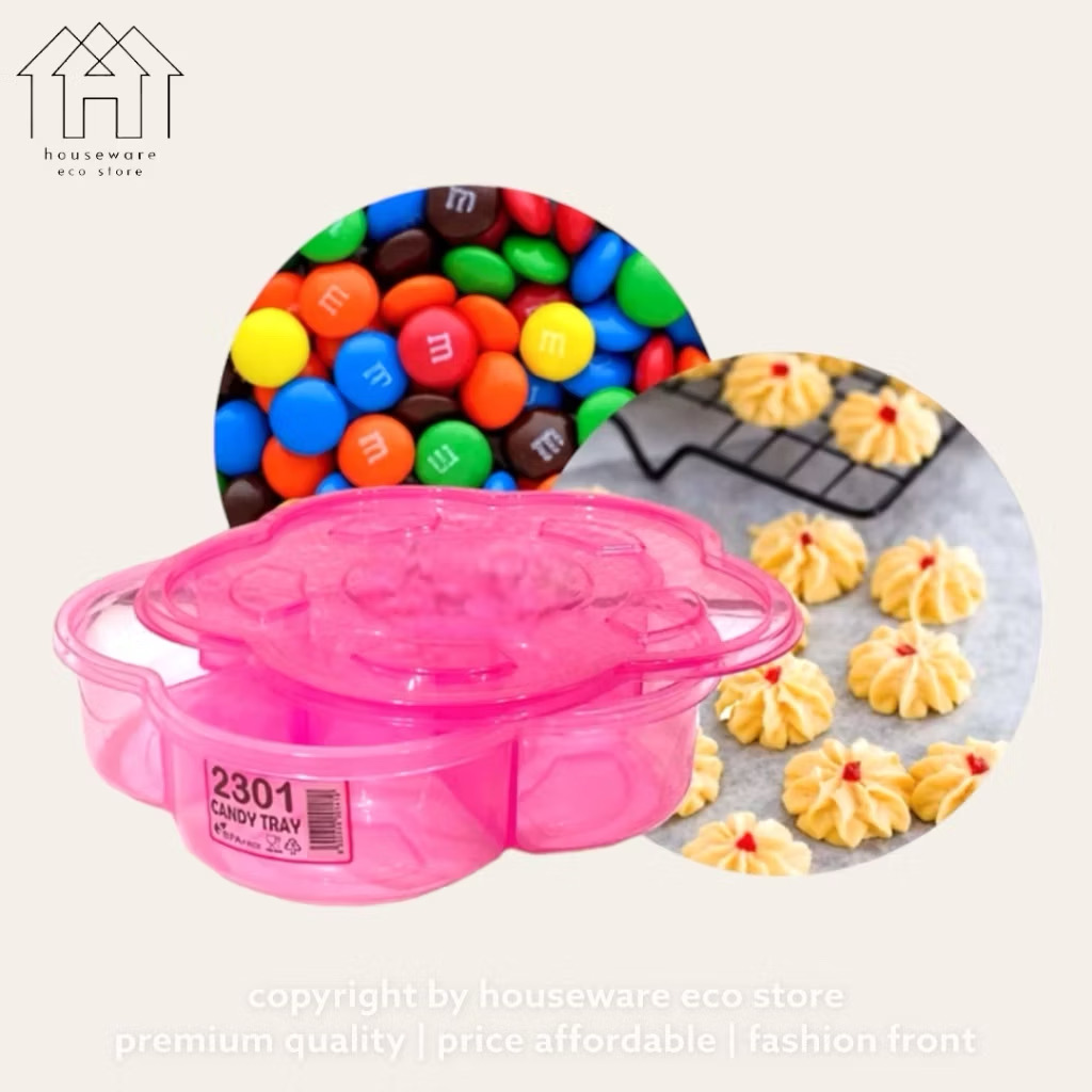 6 Comp Flower Shape Container | Lunch Box Candy Snacks Tray Bekas Kuih ...