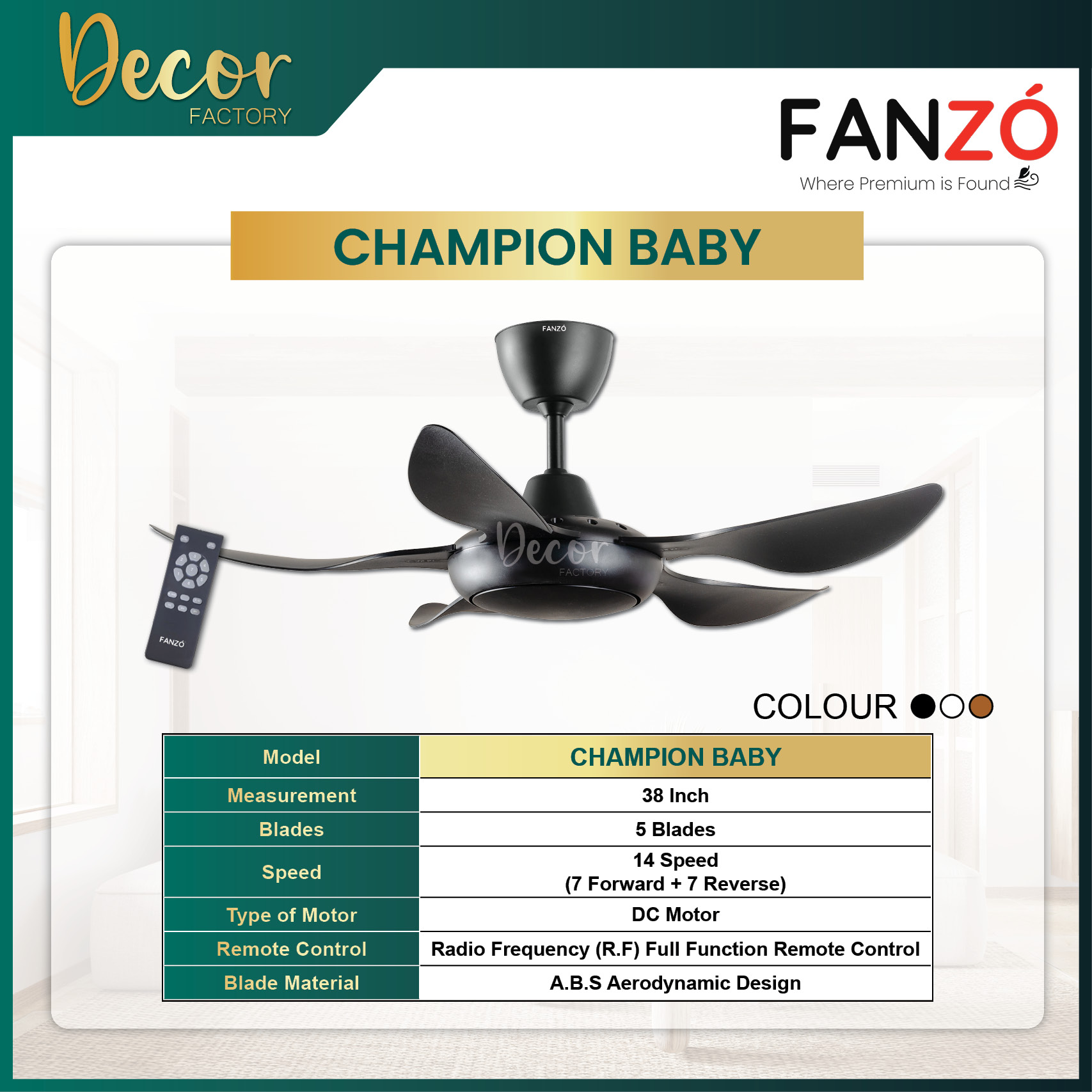 FANZÓ Fan FANZO Baby Fan Combo 38" 46" AC DC Motor Remote Control Baby ...