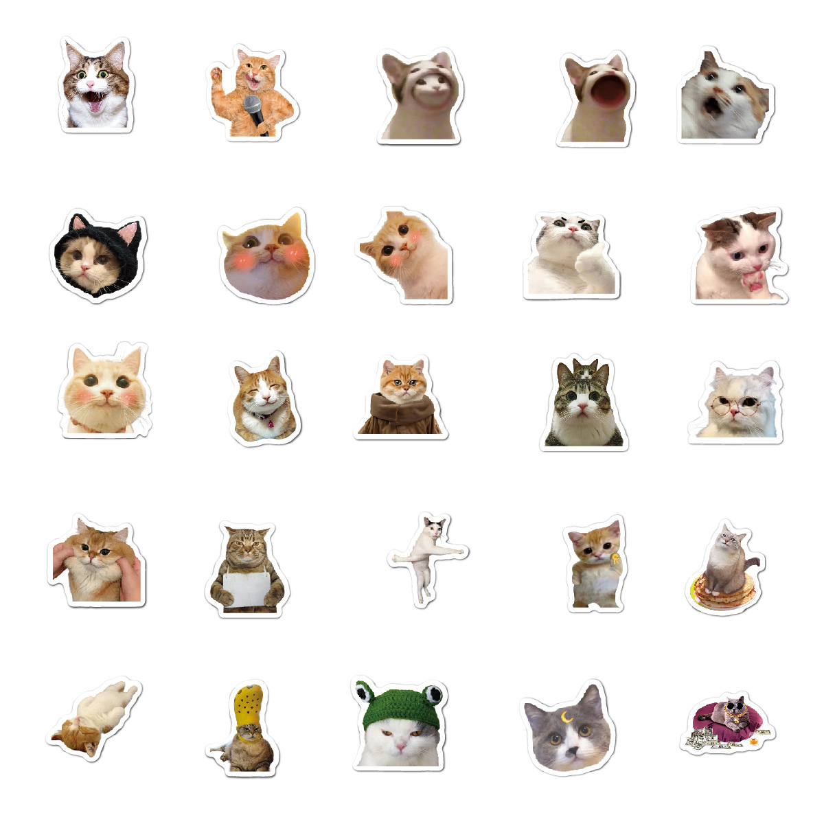 Kitty Meow Cat Cute 50pcs DIY Waterproof Non Repeating Stickers Pack ...