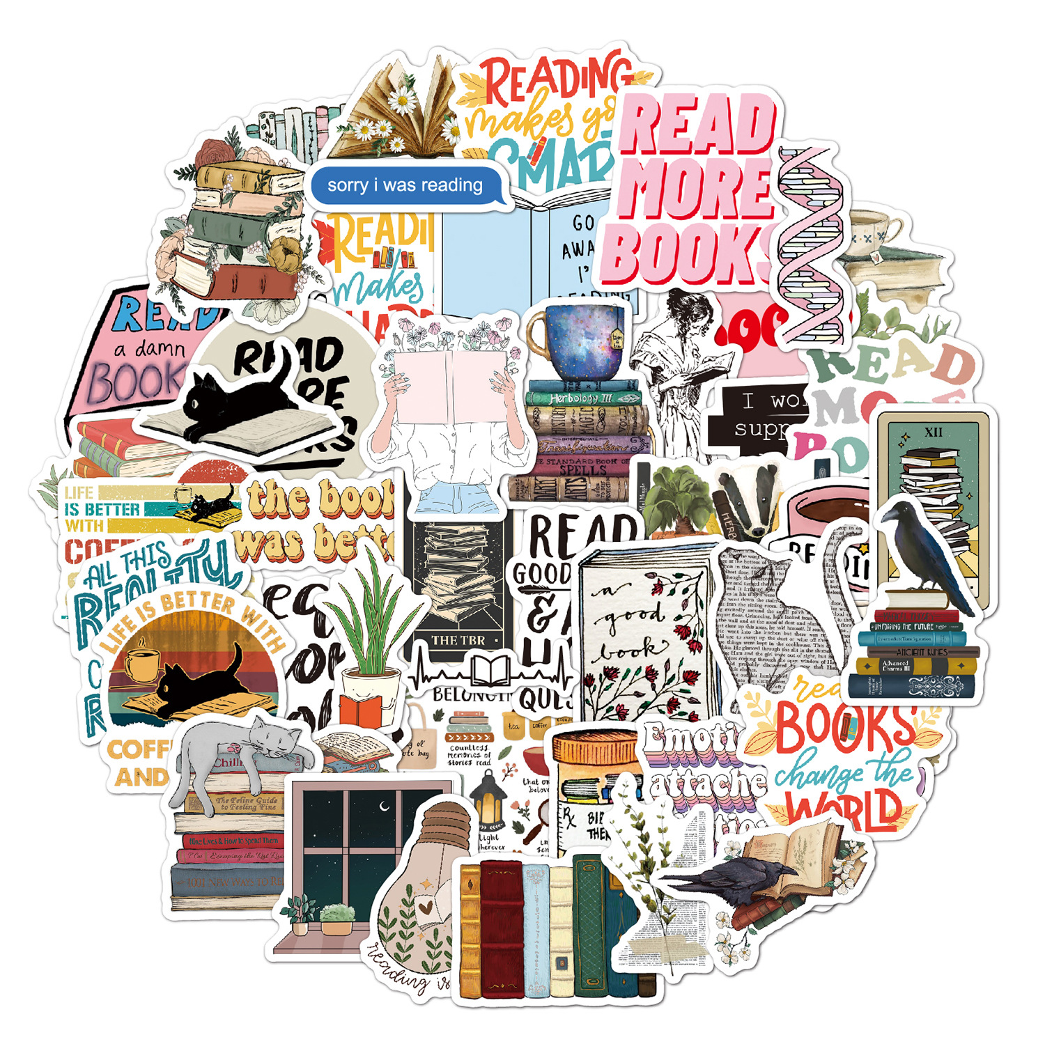 50pcs Book Reading I Love Reading Stickers Graffiti Kids DIY Luggage ...