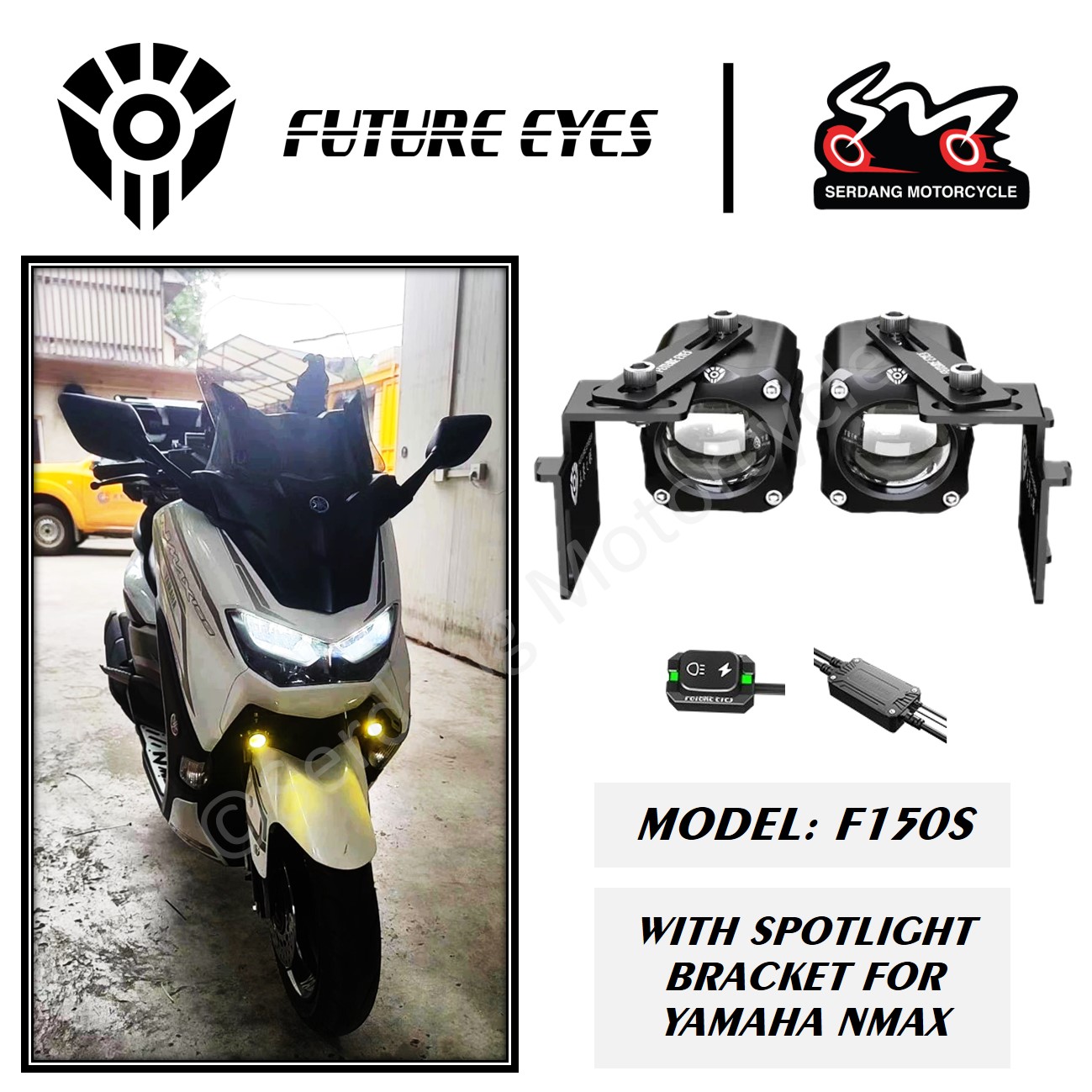 FUTURE EYES F150-S For NMAX V1 V2 Combo Spotlight Lamp Lampu Waterproof ...