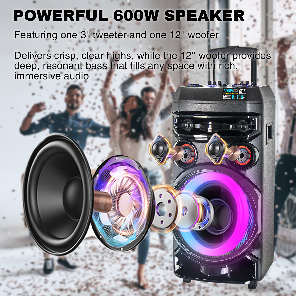 Vinnfier VF Tango 313 WM 2024 Portable Trolley Bluetooth Speaker with Karaoke System Bluetooth ...