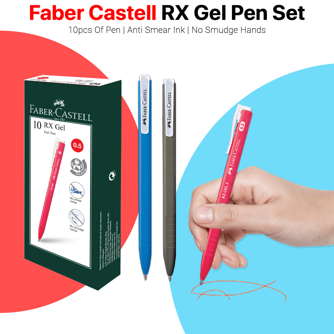 Faber Castell Pen RX Gel Pen Hitam Pen Merah Pen Biru 0.5 0.7 (10/Box ...
