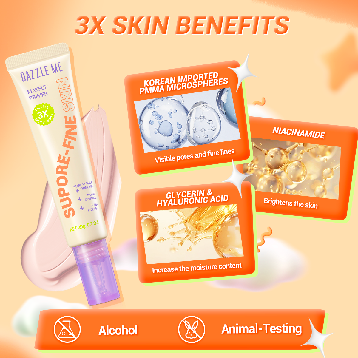 [Ready Stock] DAZZLE ME Supore-Fine Skin Primer Make up Poreless Blur ...