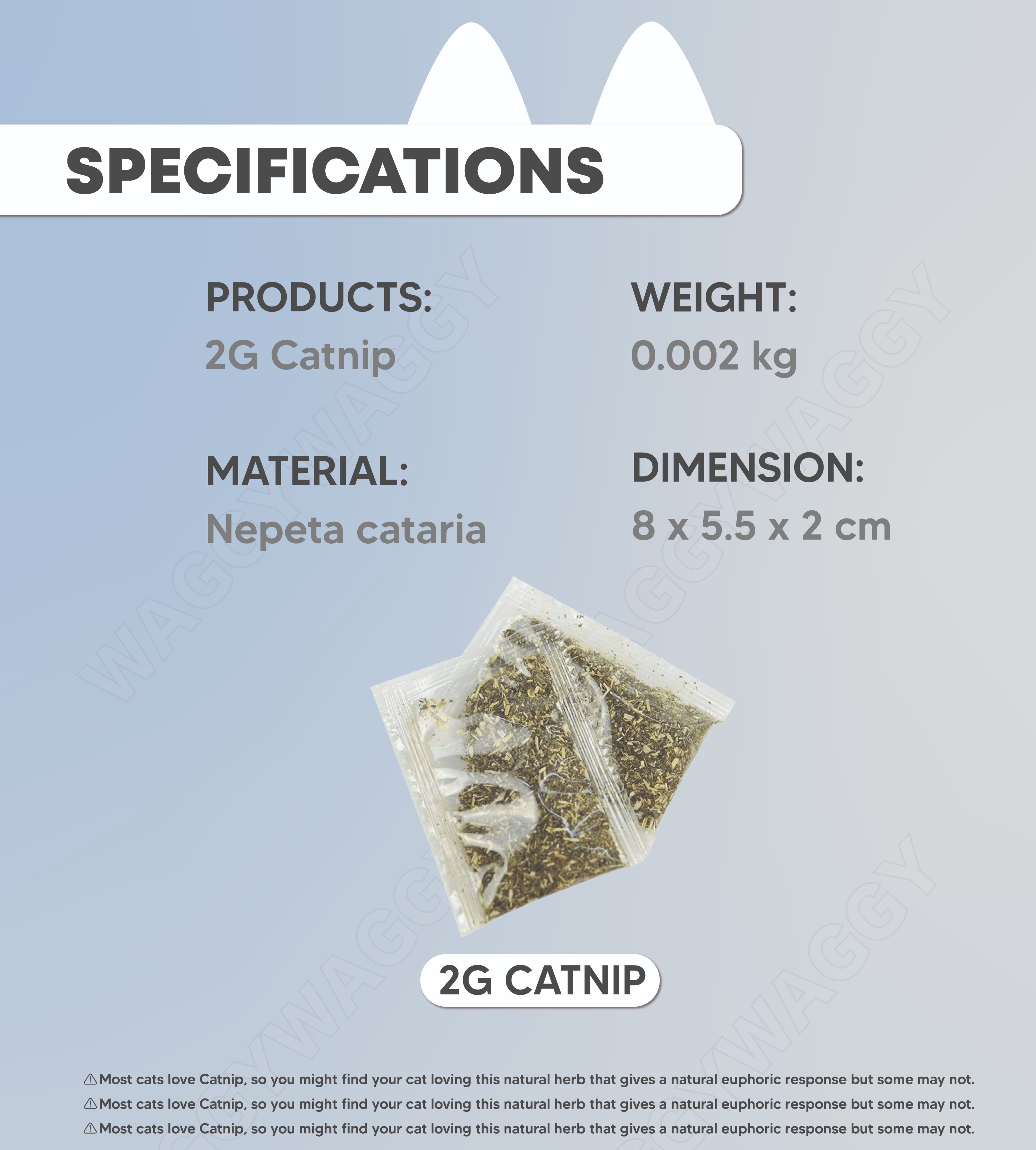 WaggyWaggy Catnip 2g Premium Catmint Catwort Catswort Cat Fine Cut Herb ...
