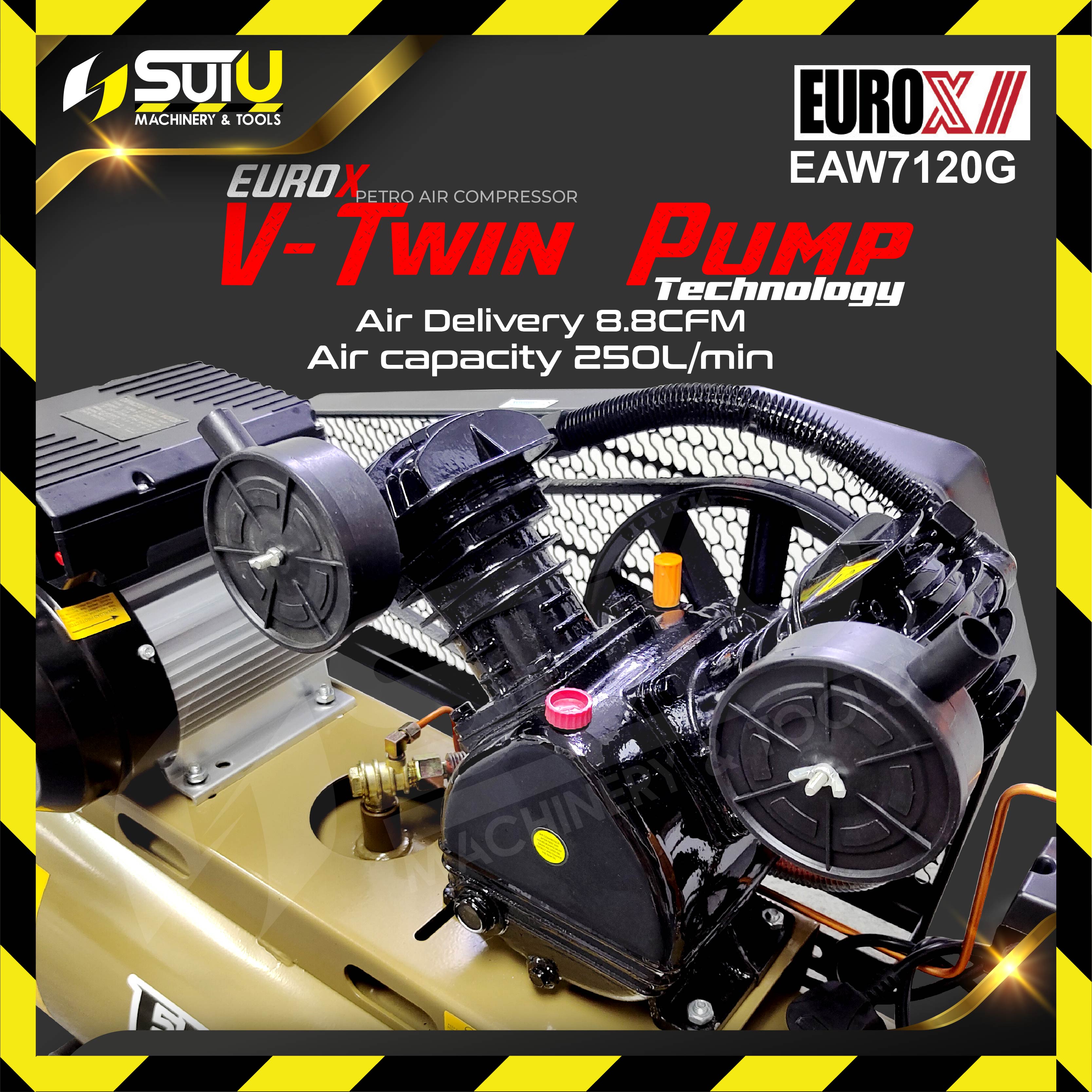 EUROX EAW7120G / EAW-7120G 110L 3HP Single Phase Belt Driven Air Compressor | Shopee Malaysia