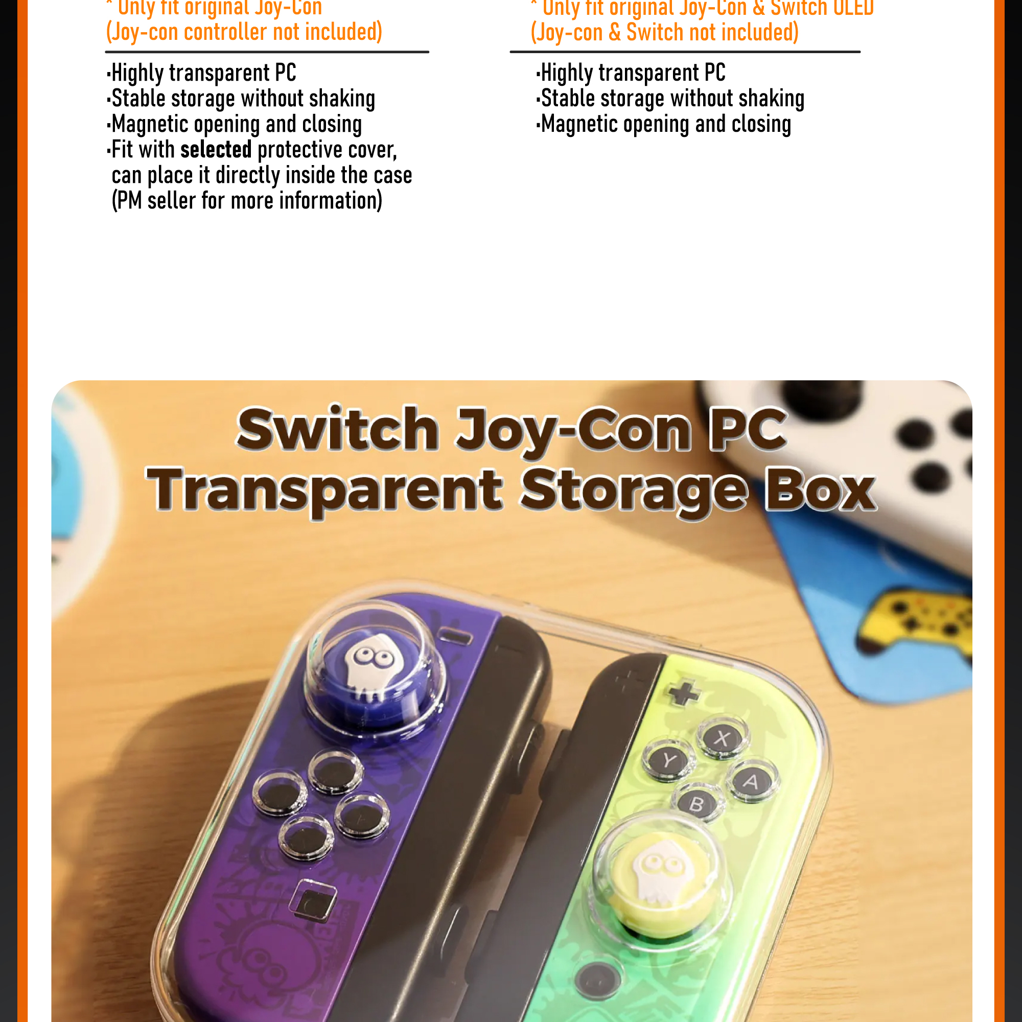 IINE Nintendo Switch OLED and Joycon Joy Con Transparent Storage Box ...