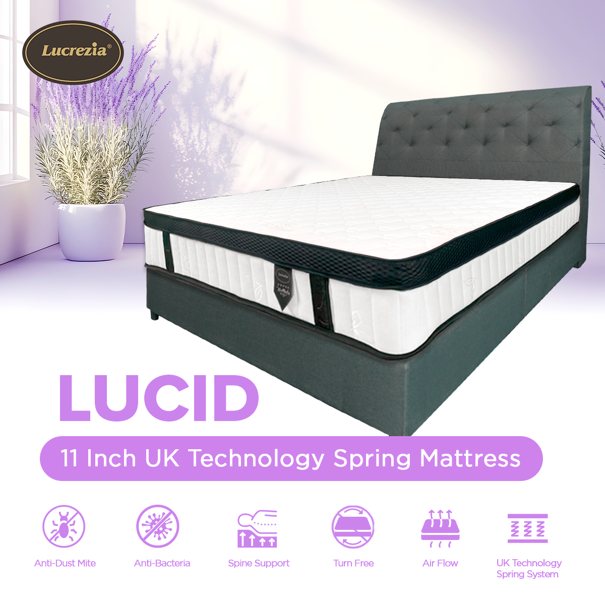Lucrezia Lucid 11 inch UK Technology Spring Mattress / Tilam / Queen ...