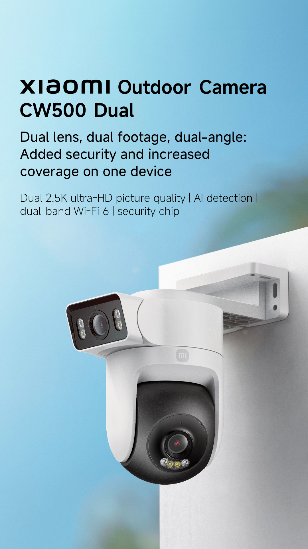 Xiaomi Outdoor Camera CW500 Dual 2.5K ultra-HD quality/AI detection/Wi-Fi 6/two-way voice call ...