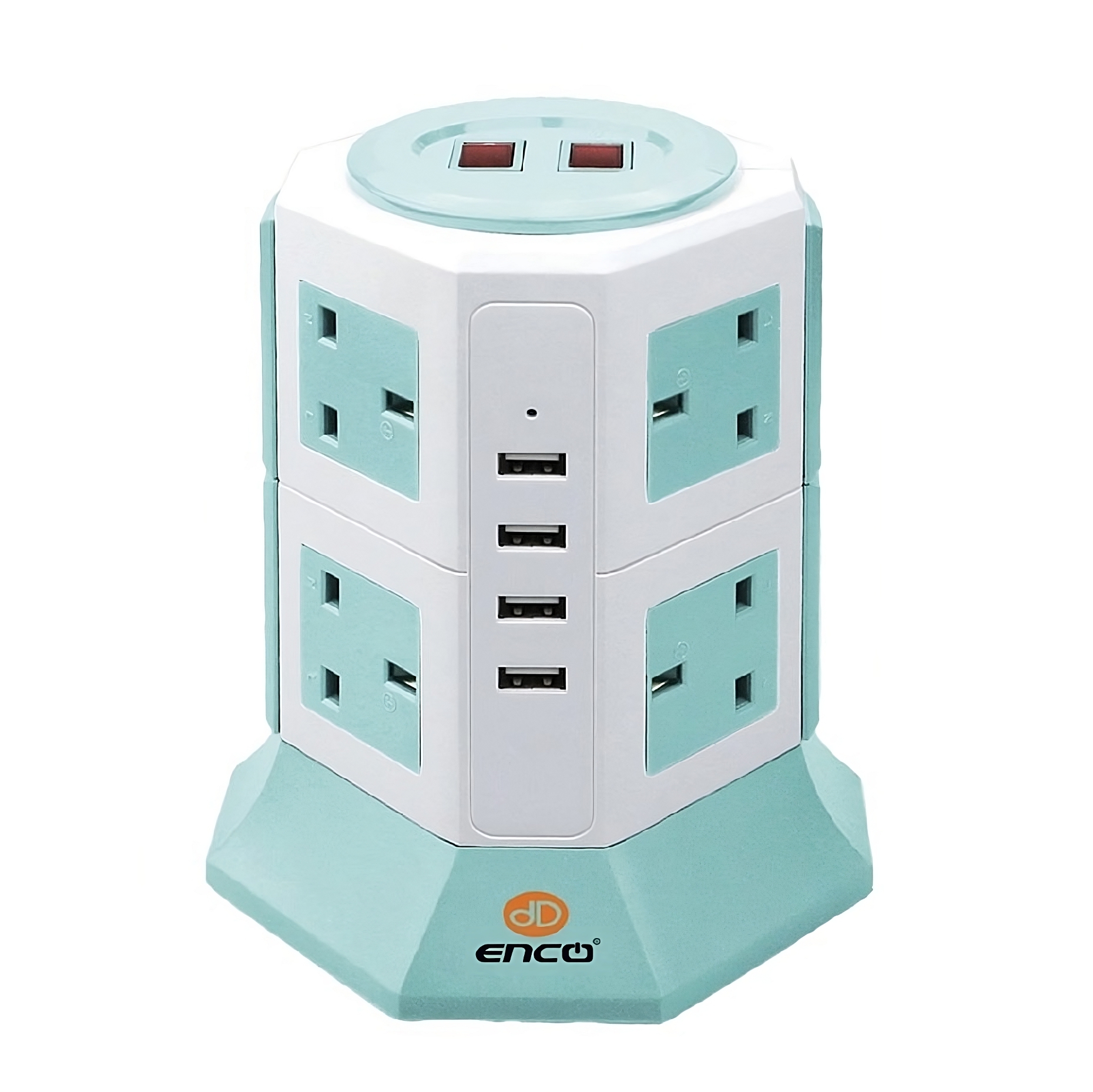 ENCO EXTENSION PLUG TOWER 8 SOCKETS + 4 USB PORTS WITH SURGE PROTECTOR ...
