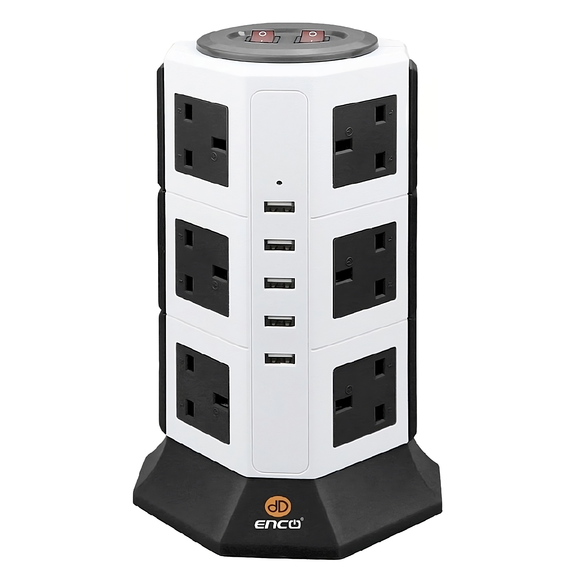 ENCO EXTENSION PLUG TOWER 12 SOCKETS + 5 USB PORTS WITH SURGE PROTECTOR ...