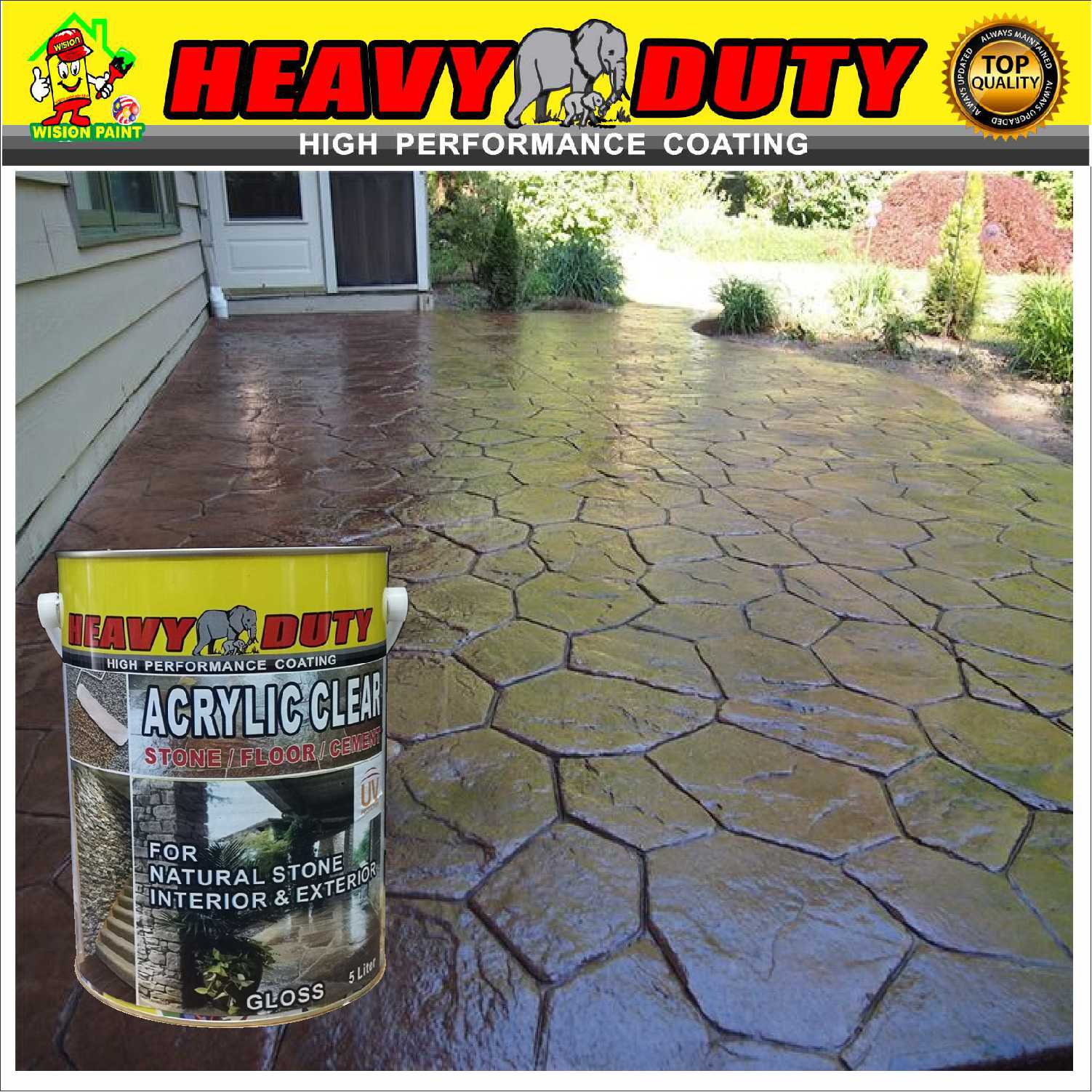 1L Stamped Concrete ACRYLIC Paint ( HEAVY DUTY ) CAT LANTAI BATU CEMENT ...