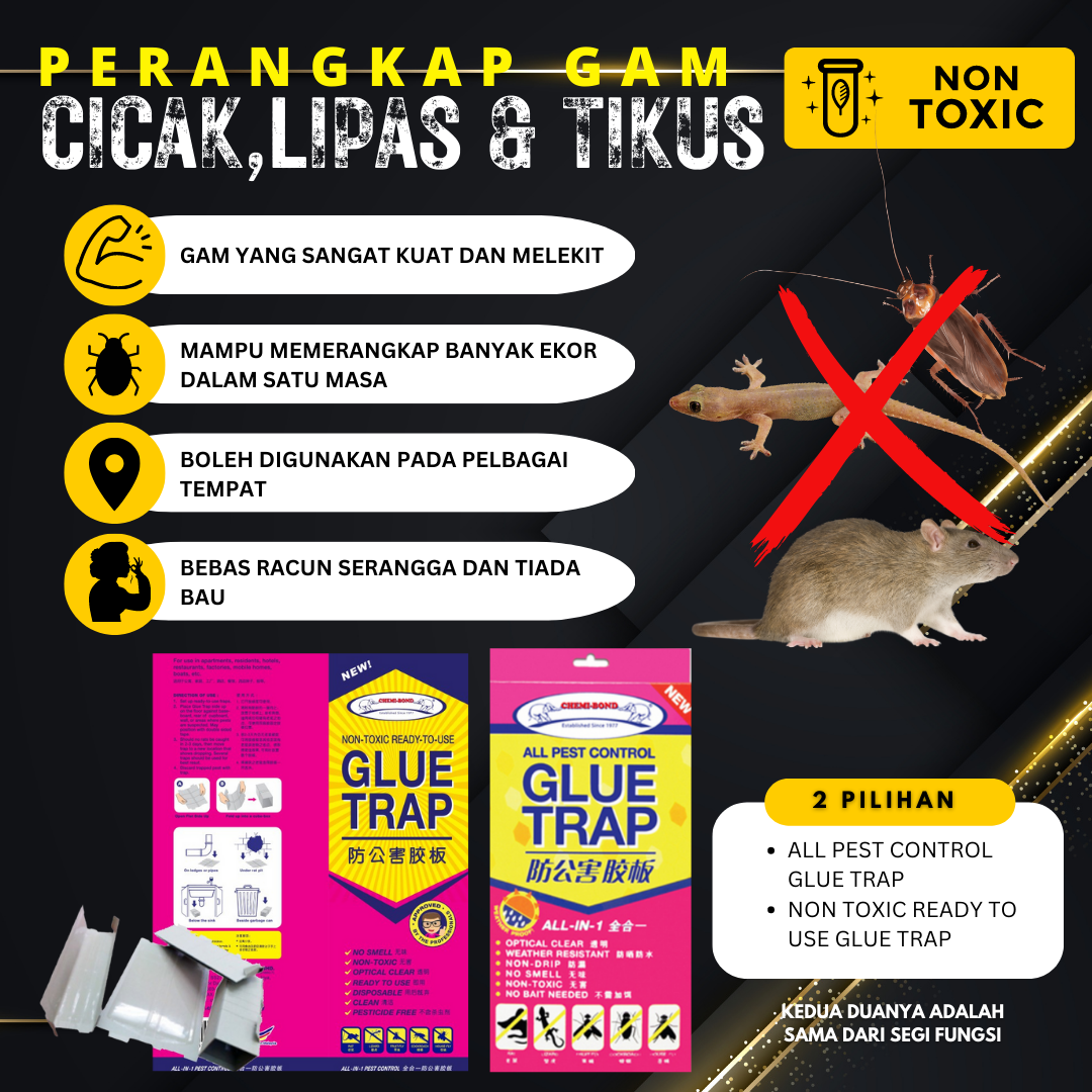CHEMIBOND All Pest Control Glue Trap Gam Perangkap Kawalan Perosak ...
