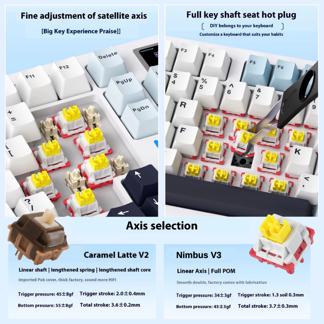 AULA S98Pro Mechanical Keyboard 3mode Bluetooth 2.4G Type-C 98Layout 96Key Customized Gasket ...