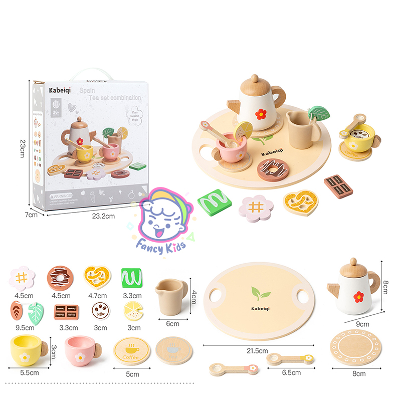 Wooden Afternoon Teapot Set Toys/Kids Pretend Play Set/Role Play Tea ...