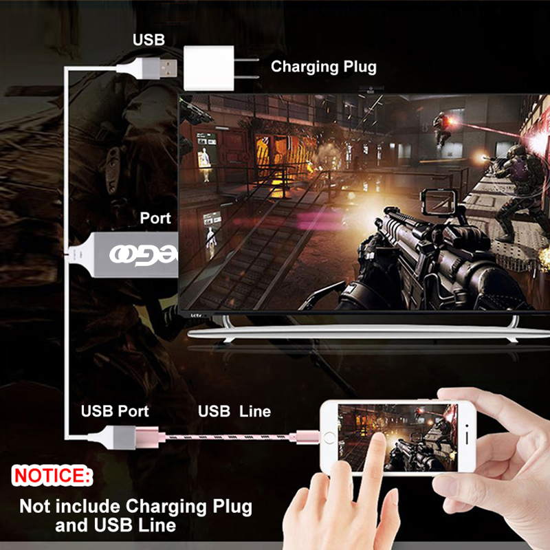 3IN1 USB Universal Mirascreen HDMI Same Screen Adapter Cable Phone ...
