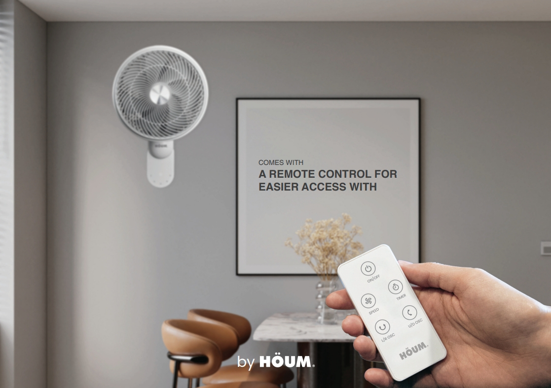 Houm C12W 2024 New Wall Fan Air Circulation Fan 12" 6 Speed Strong Wind Auto Up and Down ...