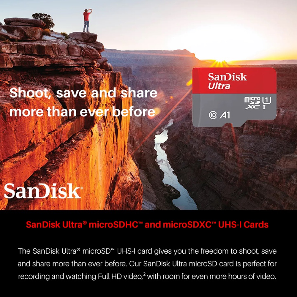 SanDisk Micro SD Memory Card Ultra Class 10 (64GB/128GB/256GB/512GB) max. R:100MB/s & 150MB/s ...