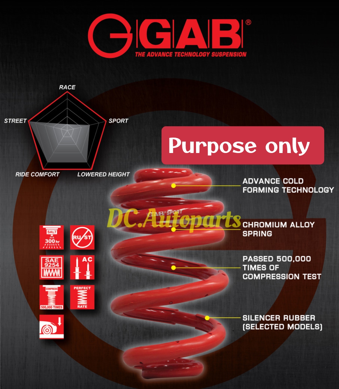 ORIGINAL GAB SPRING SPORT LOWER PERODUA ARUZ TOYOTA RUSH F800 1SET/4PCS ...