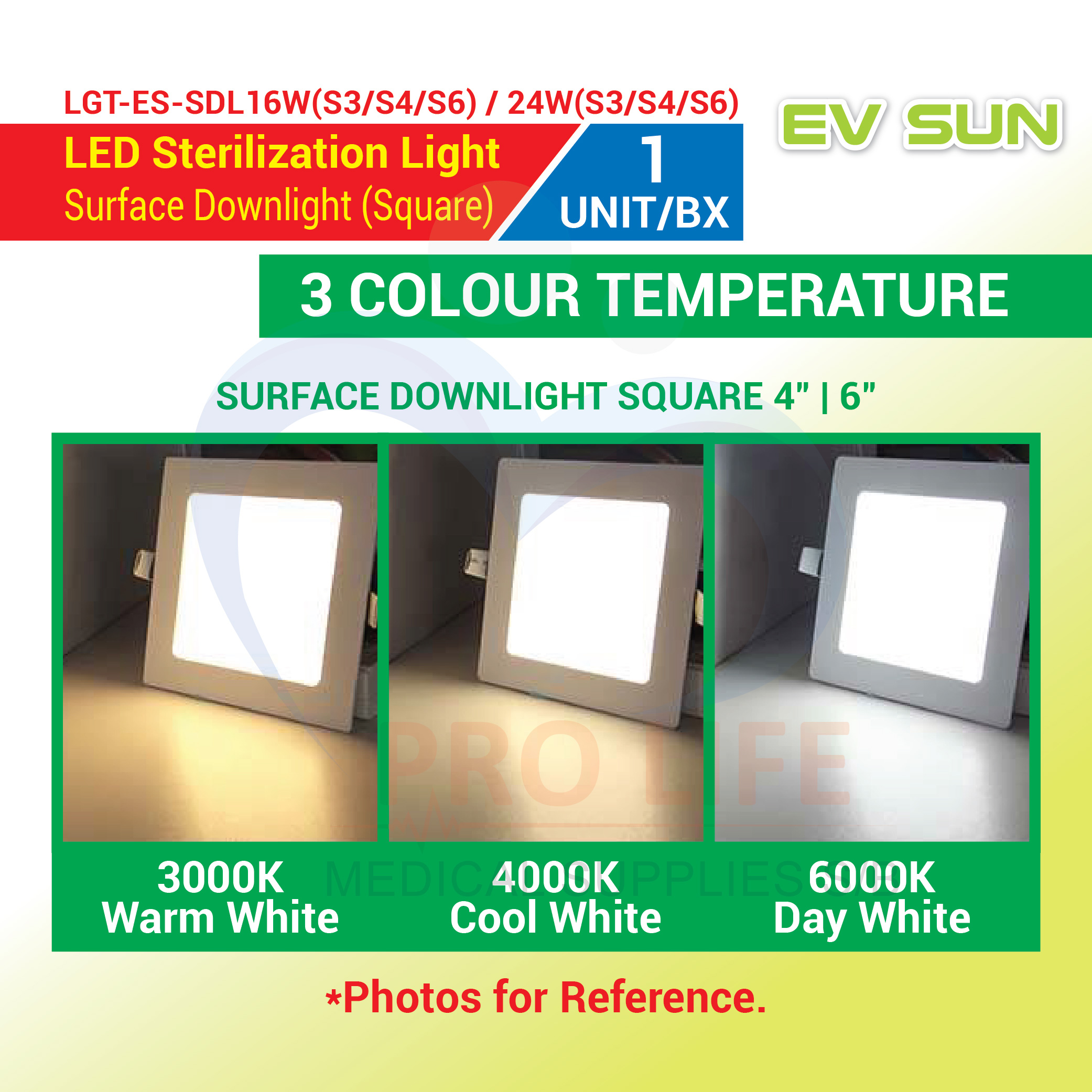 EV SUN LED Sterilization Light Surface Downlight (Square)(LGT-ES-SDL16W ...