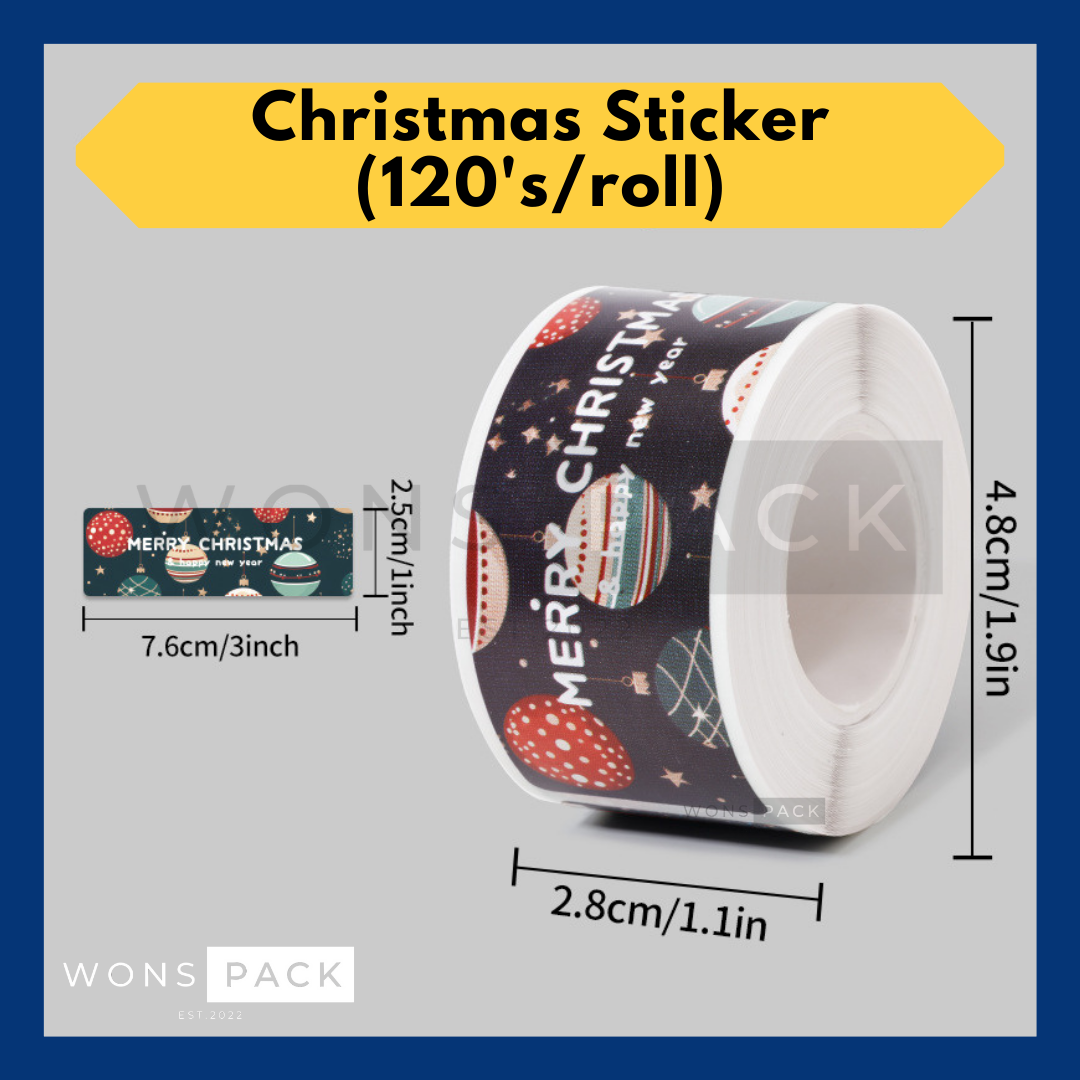 {READY STOCK} Christmas Sticker Roll (1"x3")/Merry Christmas Sticker ...