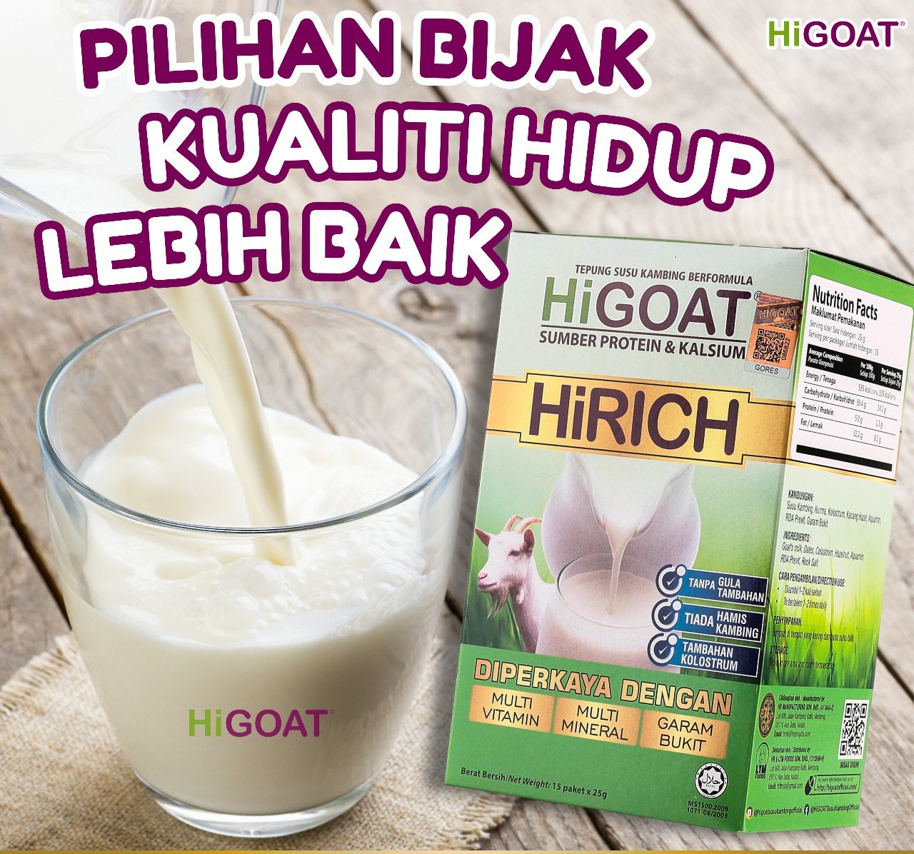 HiGOAT Hi Goat Hirich with Colostrum (15 Sachets) Added Multivitamin ...
