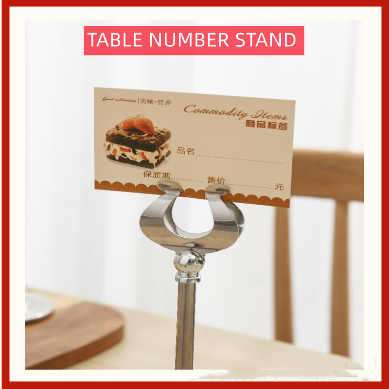 TABLE NUMBER STAND STAINLESS STEEL Place Card Menu Stand TAG HOLDER ...