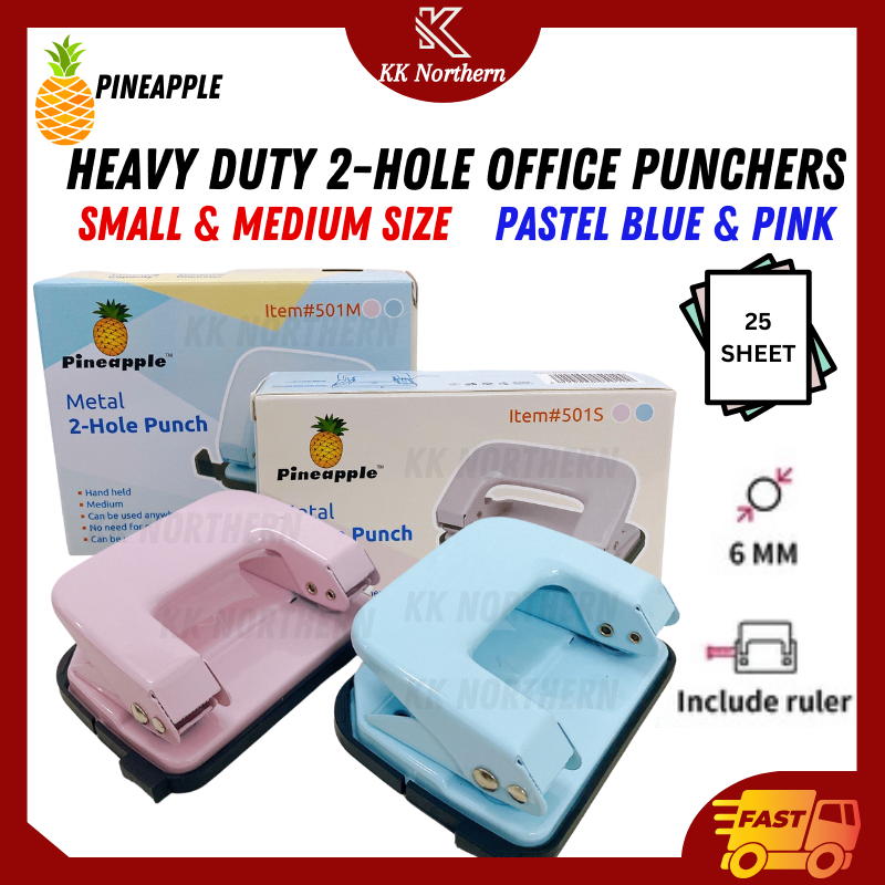 PINEAPPLE Heavy Duty 2-Hole Paper Punchers Metal Punch Big Small Office ...