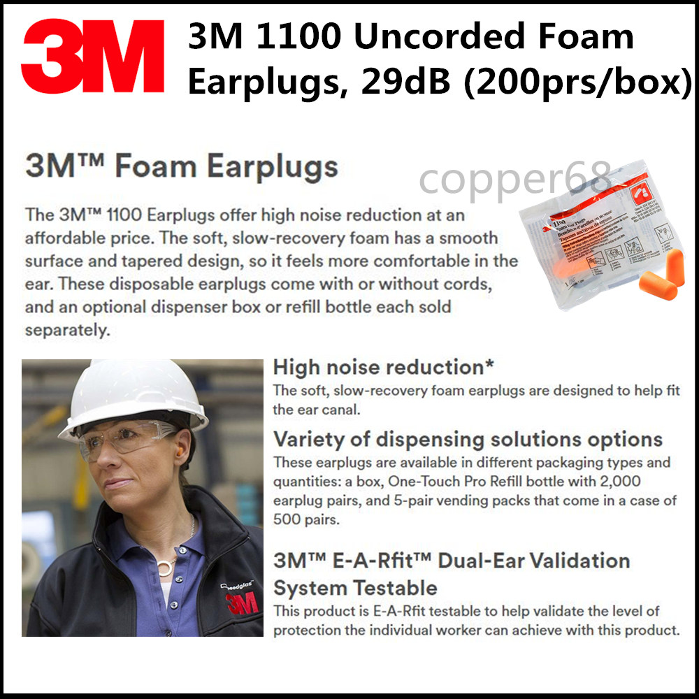 【Genuine】 3M™ 1100 DOSH SIRIM Uncorded Soft Foam Earplug Nrr29Db ...