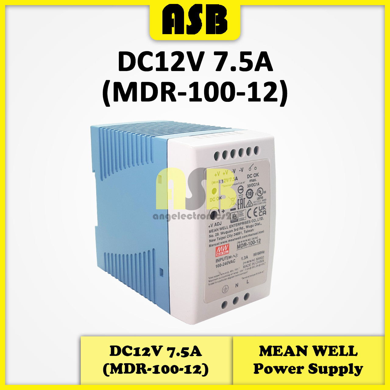 (1pc) MEAN WELL Power Supply DC12V 3.33A / DC12V 7.5A / DC24V 1.7A ( MDR-40-12 / MDR-40-24 / MDR ...
