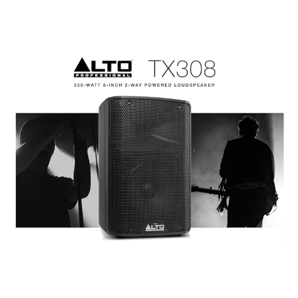 Alto TX308 8" 2-Way Powered Loudspeaker With Mic, Stand and Cable ...
