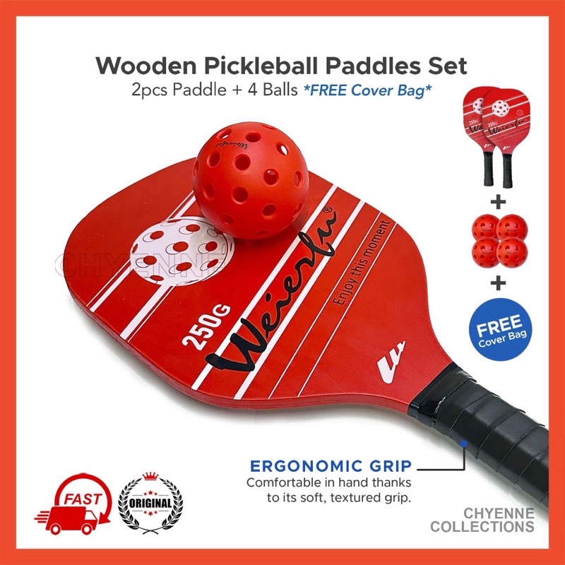 Weierfu Pickleball Paddles Set with 4 Balls & Cover Beginner Full Set ...