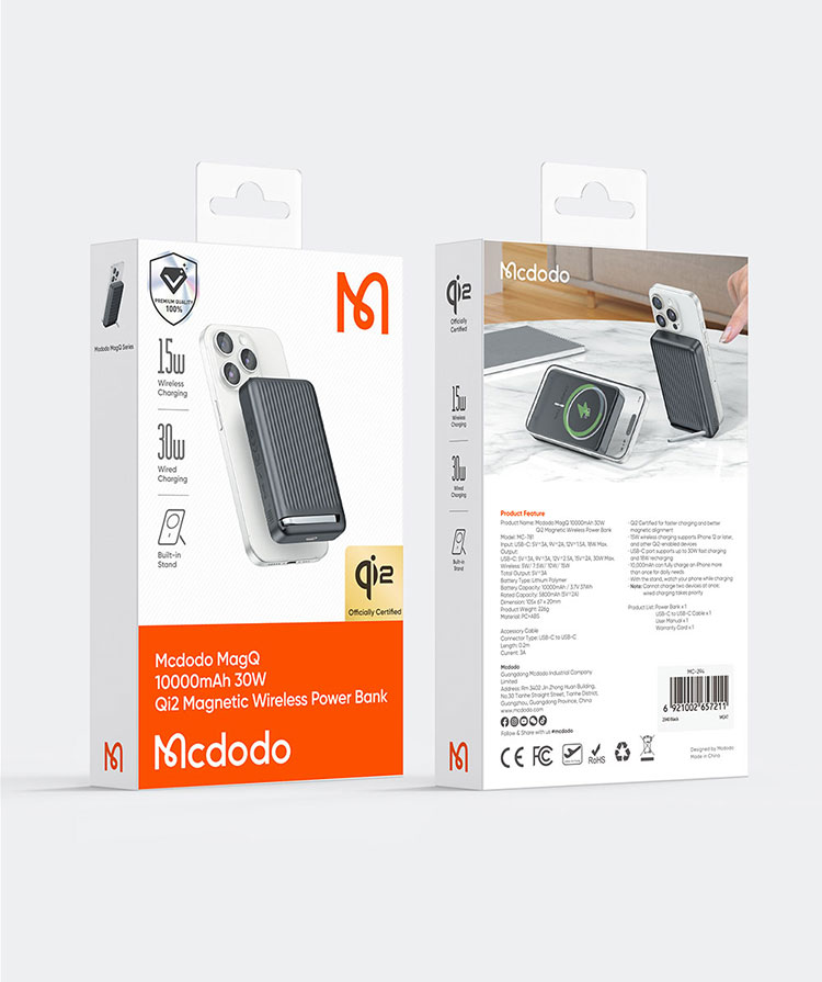 【1Yr Warranty】 MCDODO 20W 30W Magnetic Wireless Charging 10000mAh 20000mAh 1C Qi2 Power Bank MC ...