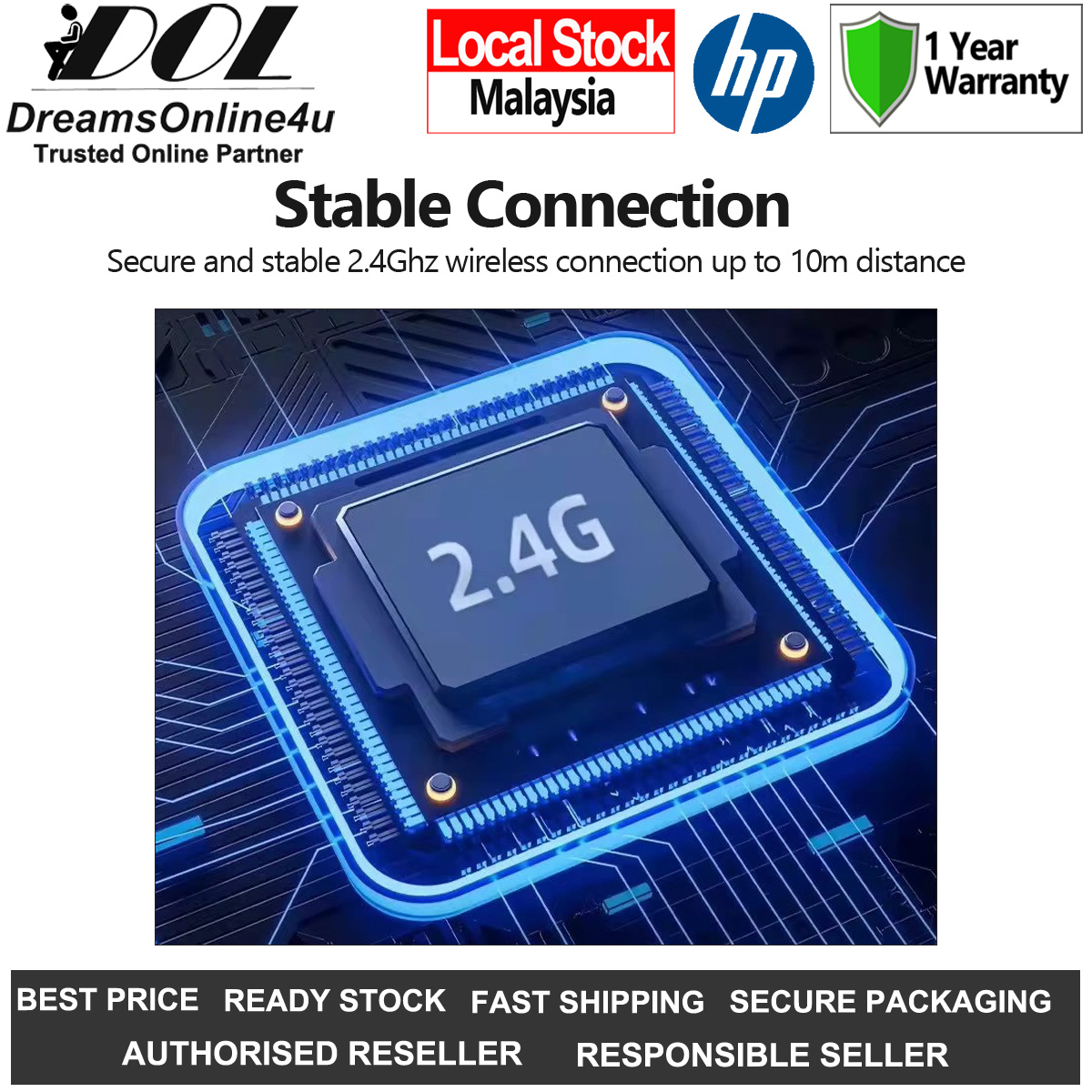 HP SS10 USB 2.4Ghz Plug & Play Wireless Power Point PPT Flip Pen Presenter Red Laser Pointer ...