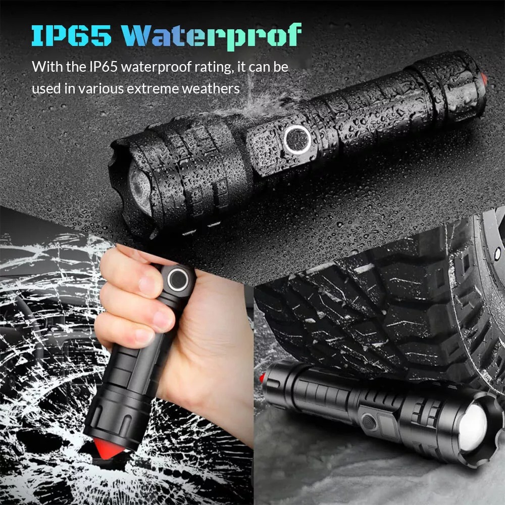 Lampu Suluh Flashlight 100000 lumen USB C Rechargeable Flashlight ...