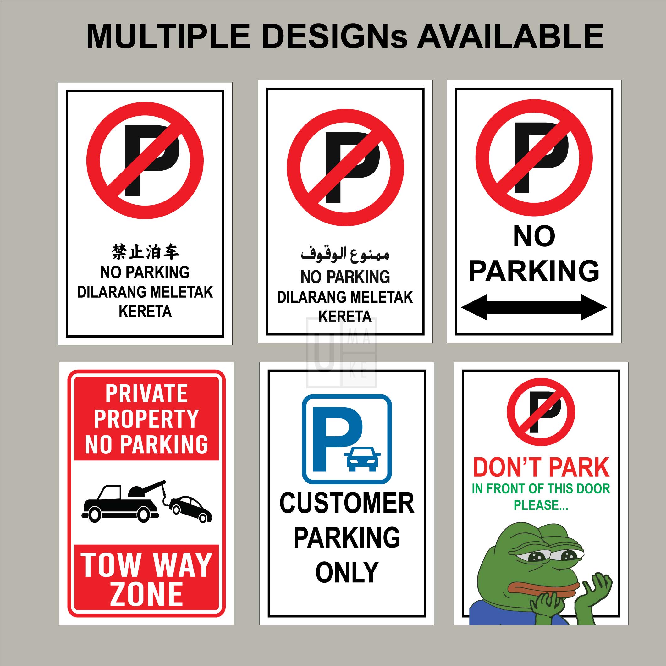 Outdoor No Parking Sign Metal/ Dilarang Meletak Kenderaan/ 禁止泊车 No ...