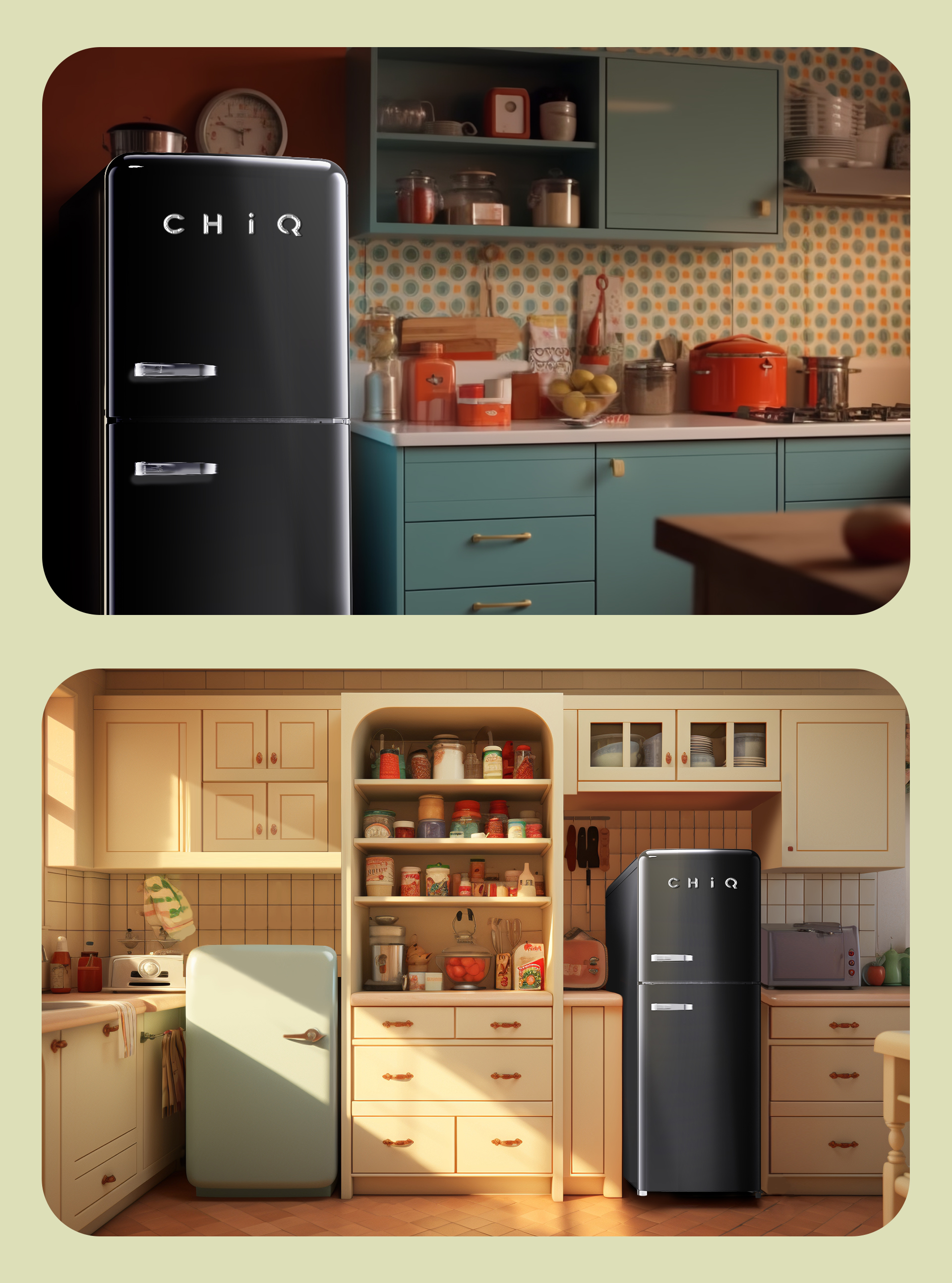 CHiQ 220L Retro Colorful No-Frost Refrigerator Multi Air Flow/Powerful ...
