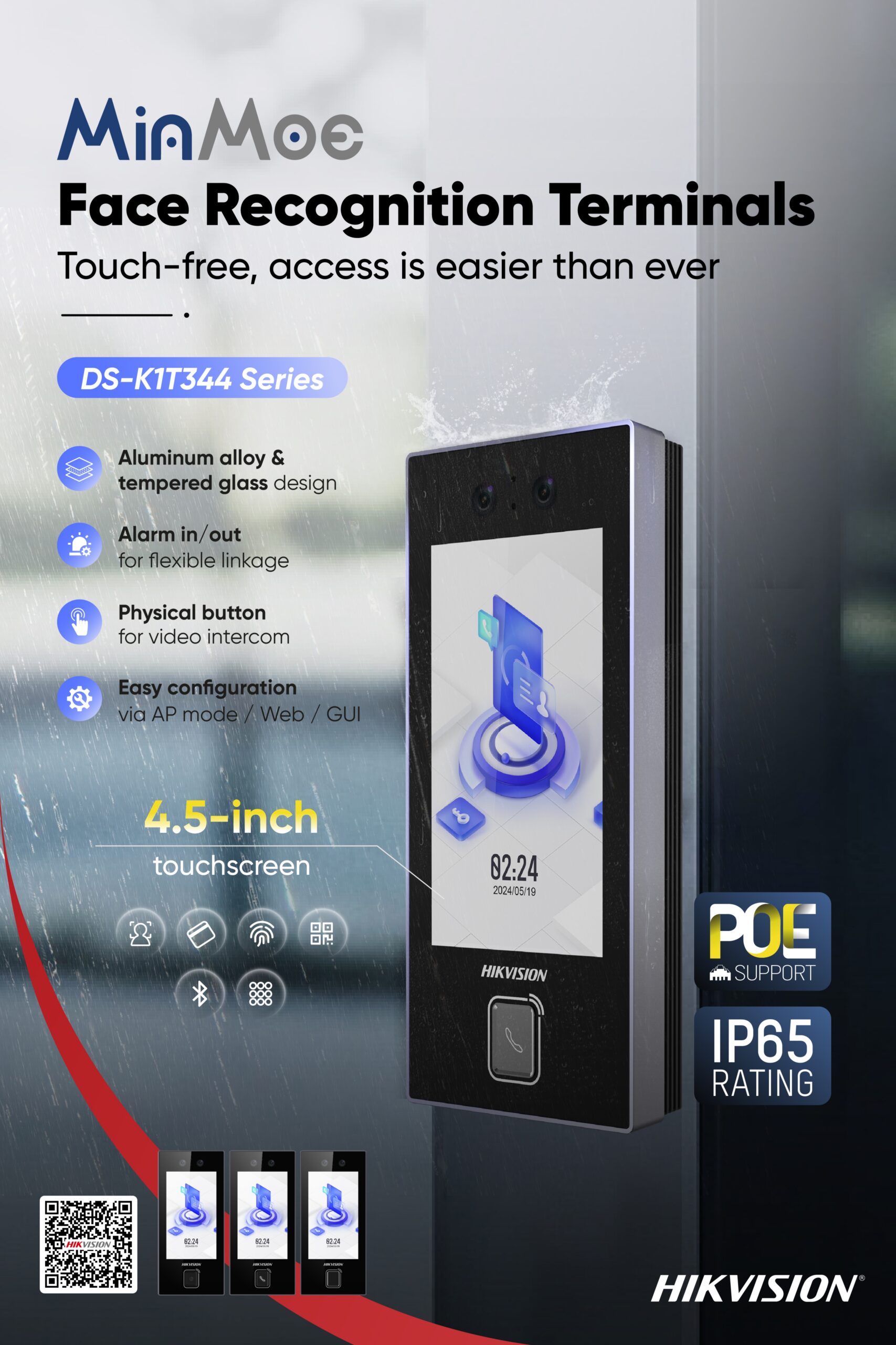 Hikvision DS-K1T344MBFWX-E1 / DS-K1T344MBWX-QRE1 Wireless Face Terminal ...