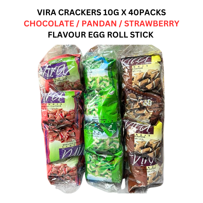 VIRA CRACKERS CHOCOLATE / PANDAN / STRAWBERRY FLAVOUR EGG ROLL STICK ...