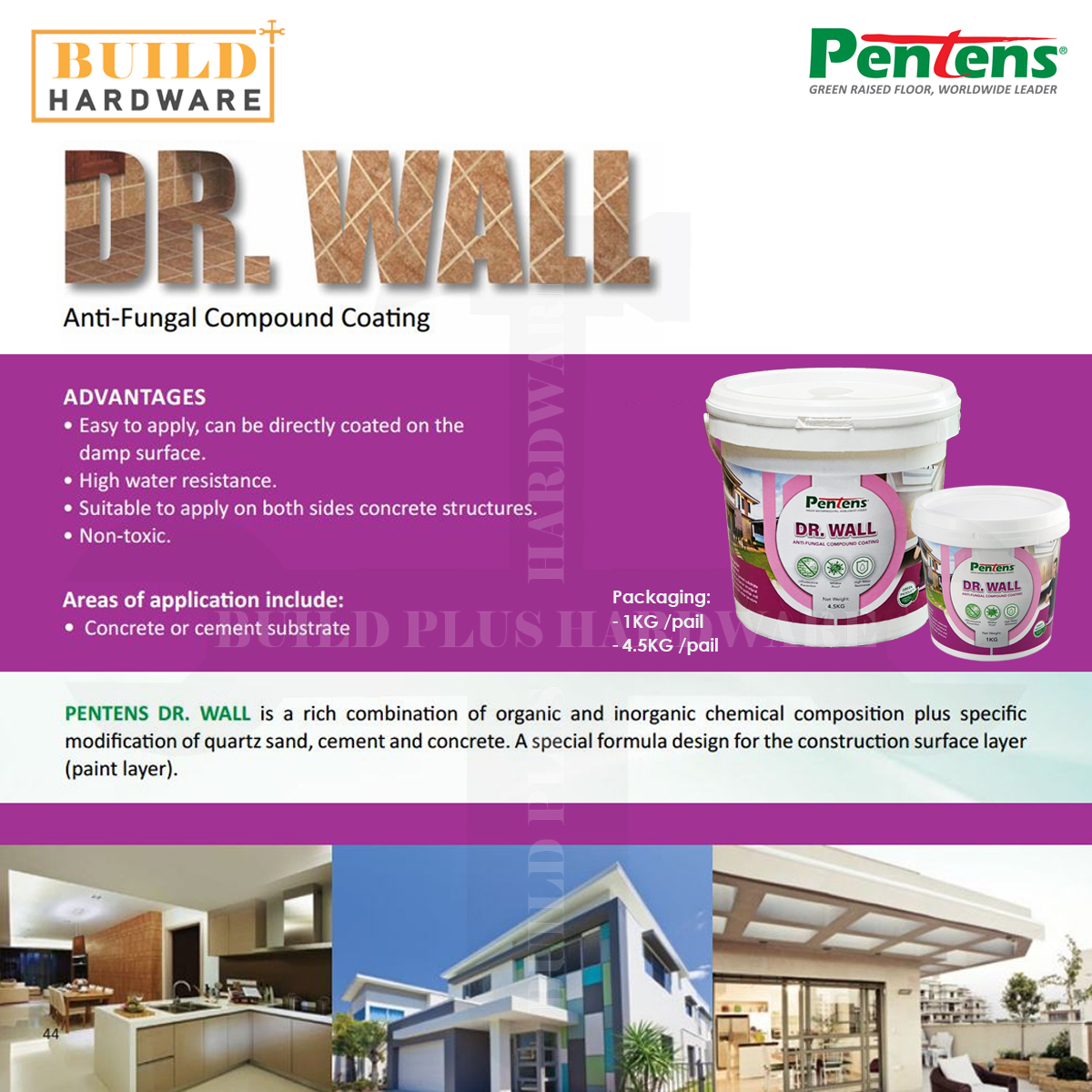 PENTENS DR. WALL 1kg / 4.5kg | Anti-Fungal Compound Coating 水性防水壁癌粉 ...