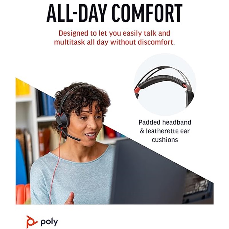 POLY Plantronics Blackwire 3300 Series USB-A & USB-C Monaural Stereo ...